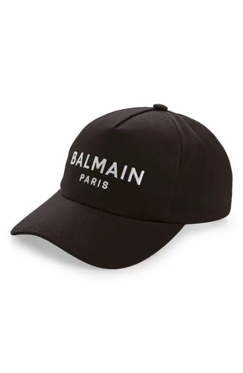 Balmain Embroidered Logo Cotton Twill Baseball Cap - Eab Black/white