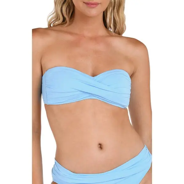 La Blanca Island Goddess Twist Bandeau Bikini Top - Crystal Blue