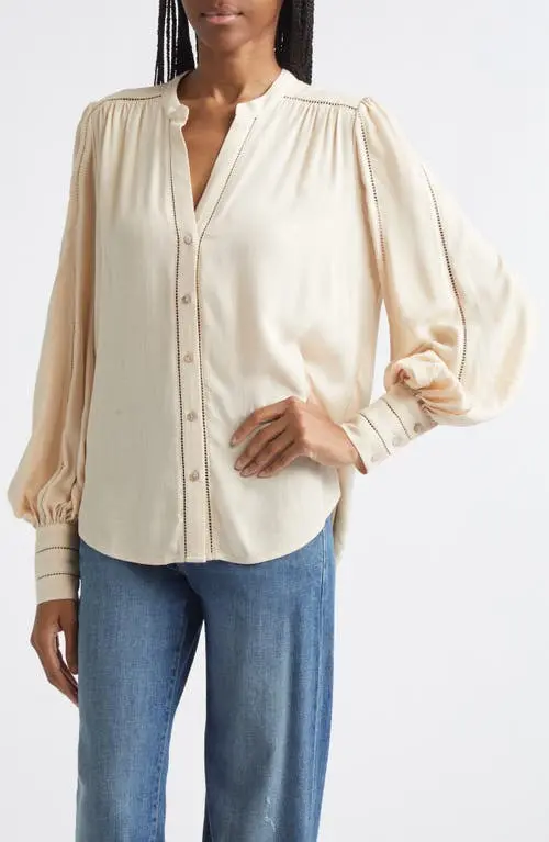L'Agence Kiera Ladder Trim Blouse - Biscuit