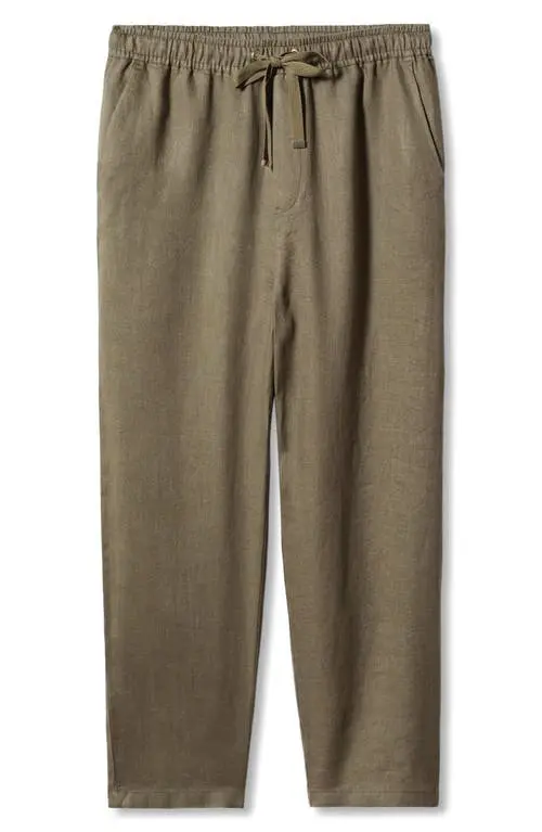 Mango Linen Drawstring Pants - Khaki
