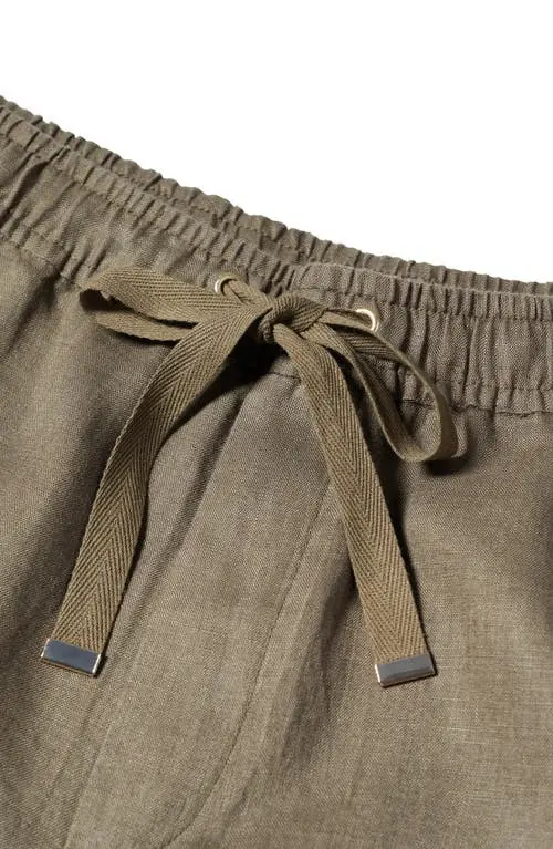 Mango Linen Drawstring Pants - Khaki