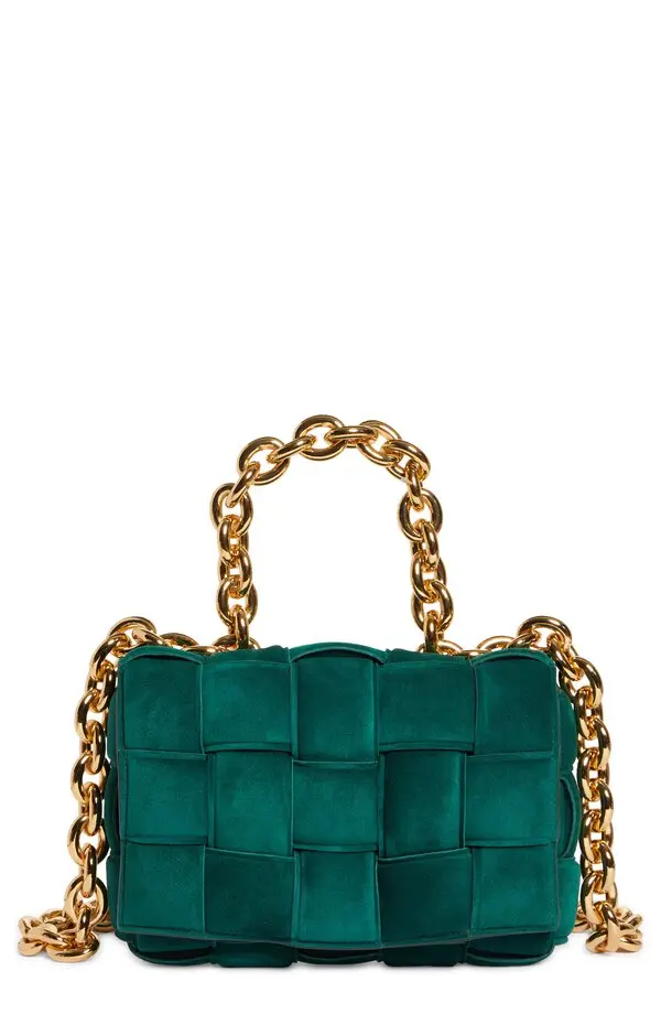 Bottega Veneta Chain Cassette Suede Crossbody Bag