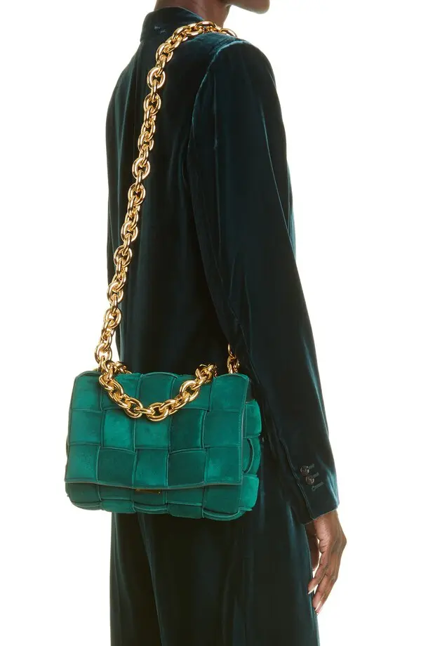 Bottega Veneta Chain Cassette Suede Crossbody Bag