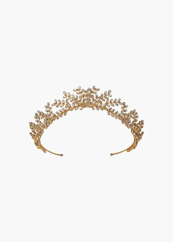 JENNIFER BEHR Mignonette Tiara - Crystal Antique Gold