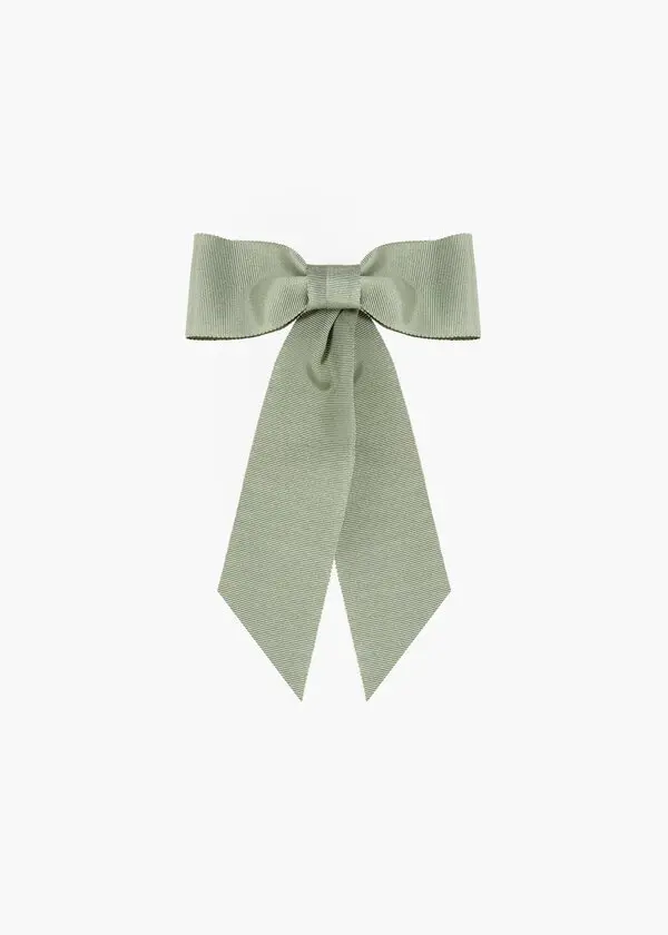 JENNIFER BEHR Alice Grosgrain Bow Barrette - Pistachio