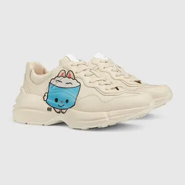 Gucci Rhyton Sneaker With Animal Print Leather