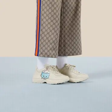 Gucci Rhyton Sneaker With Animal Print Leather