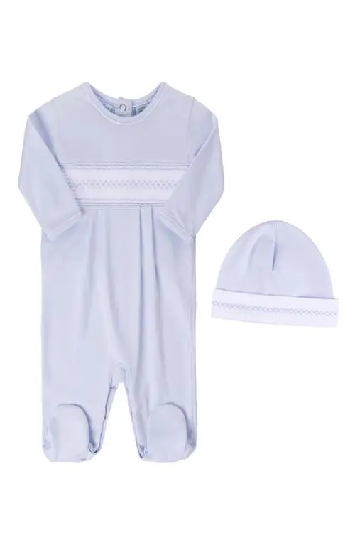 FELTMAN BROTHERS Smocked Argyle Footie & Hat Set - Blue