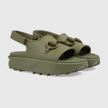 Gucci Horsebit Flatform Sandal Rubber - Green | Editorialist display picture 2