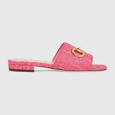 Gucci Horsebit Slide Sandal Fabric