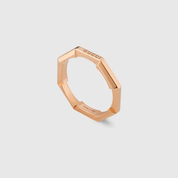 Gucci Link To Love 18k Mirrored Ring - Rose Gold