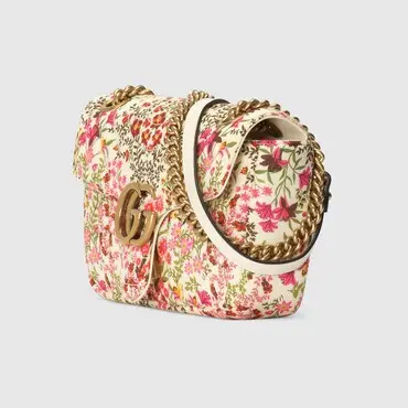 Gucci Gg Marmont Small Floral Shoulder Bag Fabric