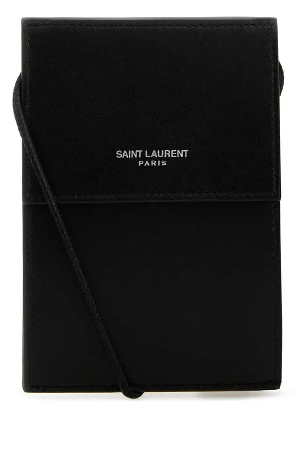 Saint Laurent Leather Pouch With Shoulder Strap - Black