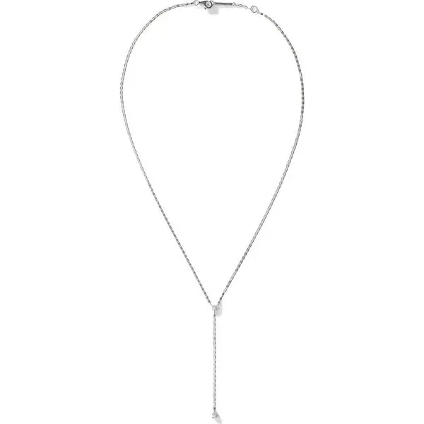 Lana Jewelry 14k Gold Lariat Diamond Necklace - White Gold