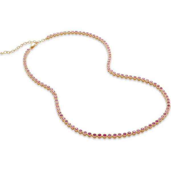 Monica Vinader Essential Stone Tennis Necklace - 18ct Gold Vermeil/ss/pink