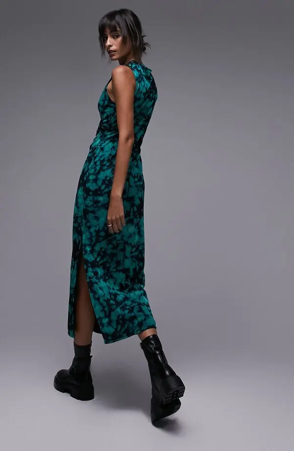 topshop green cut out dress Leia Green Floral Midi Dress main image 1
