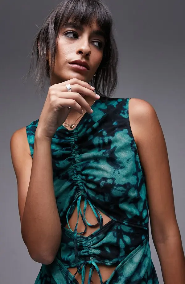 Topshop Cutout Mesh Midi Dress In Medium Green - 55% Off | Editorialist