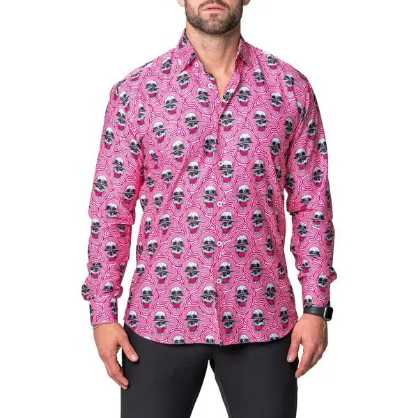 MACEOO Fibonacci Skull Sonic Regular Fit Cotton Blend Button-up Shirt