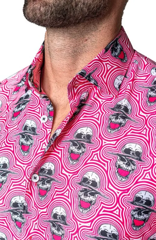 MACEOO Fibonacci Skull Sonic Regular Fit Cotton Blend Button-up Shirt