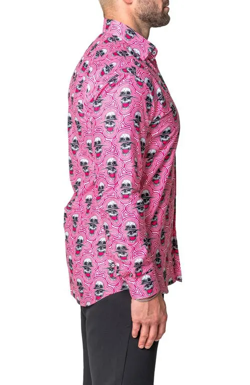MACEOO Fibonacci Skull Sonic Regular Fit Cotton Blend Button-up Shirt