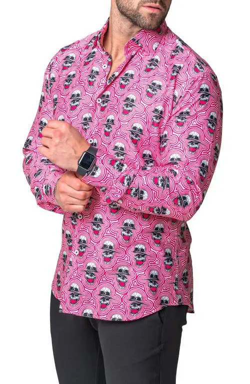 MACEOO Fibonacci Skull Sonic Regular Fit Cotton Blend Button-up Shirt