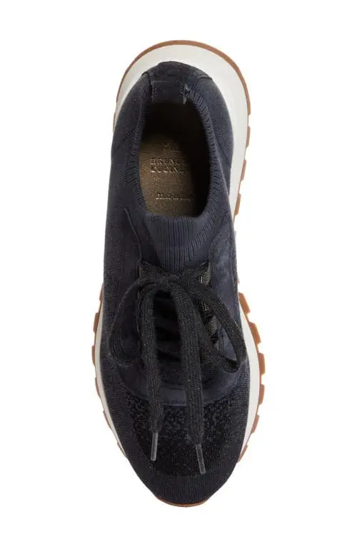 Brunello Cucinelli Monili Knit Lace-up Sneakers