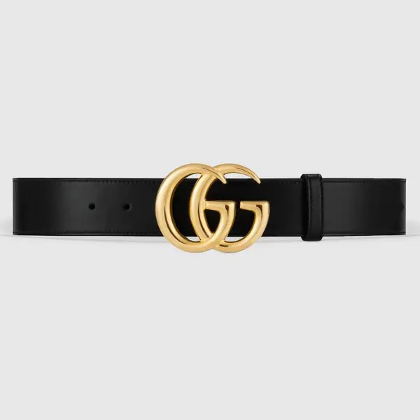 Gucci Gg Marmont Leather Belt With Shiny Buckle Leather