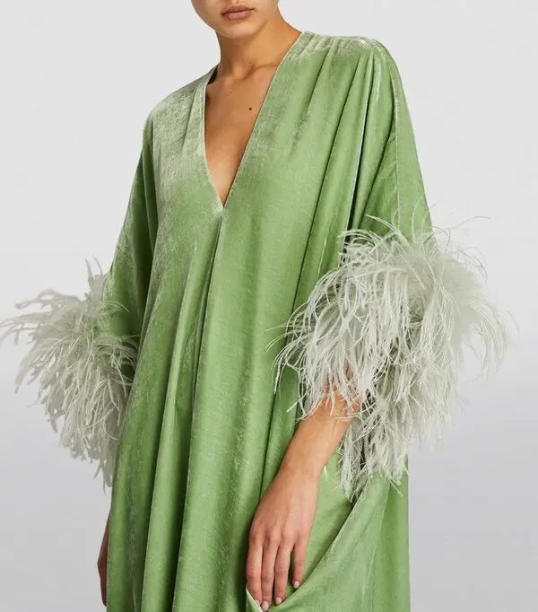 The Vampire'S Wife Velvet Feather-Trim Midi Dress In Green - 51% Off |  Editorialist
