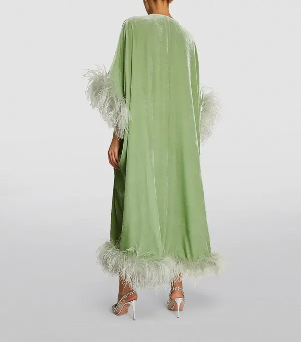 The Vampire'S Wife Velvet Feather-Trim Midi Dress In Green - 51% Off |  Editorialist