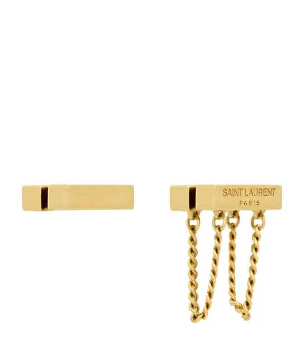 Saint Laurent Asymmetric Chain Earrings - Metallic