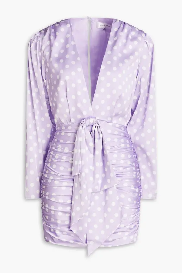 Ronny Kobo Lyric Polkadot Satin Mini Dress - Lilac
