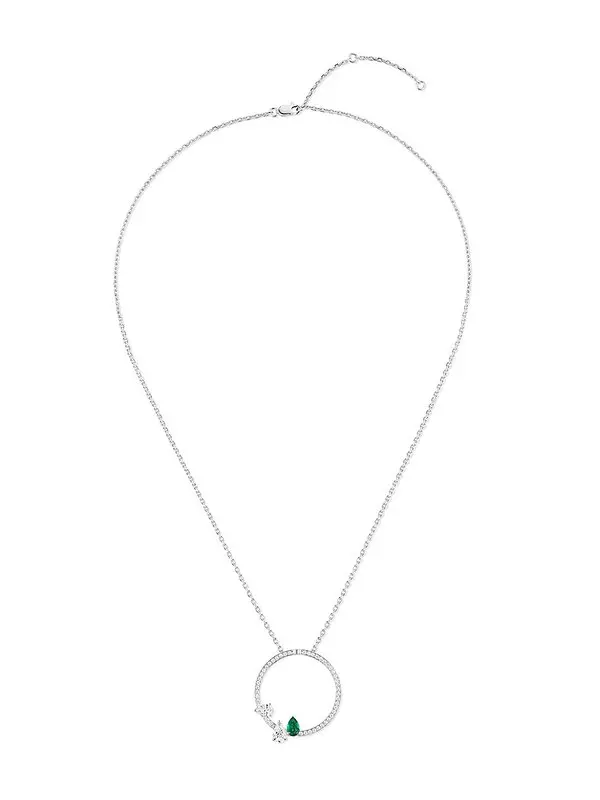 REPOSSI Serti Sur Vide 18k Emerald & 1.05 Tcw Diamonds Necklace