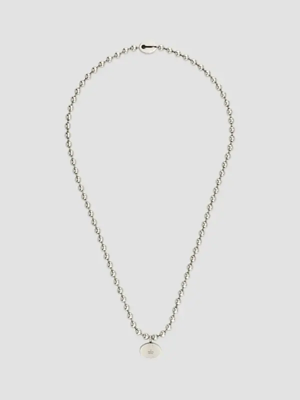 Gucci Sterling Silver & Enamel Interlocking Gg Logo Necklace