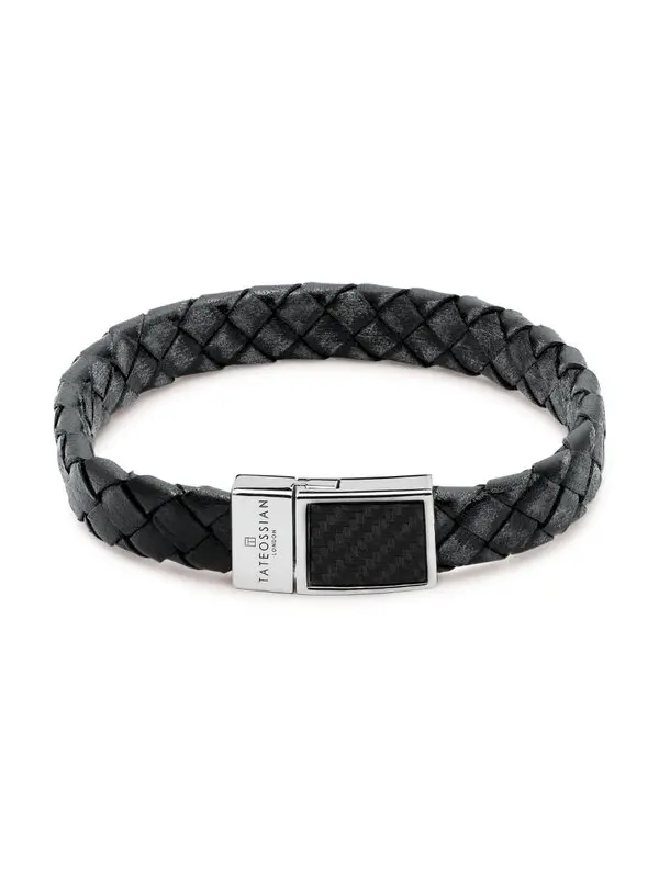 Tateossian Carbon Braided Leather Bracelet
