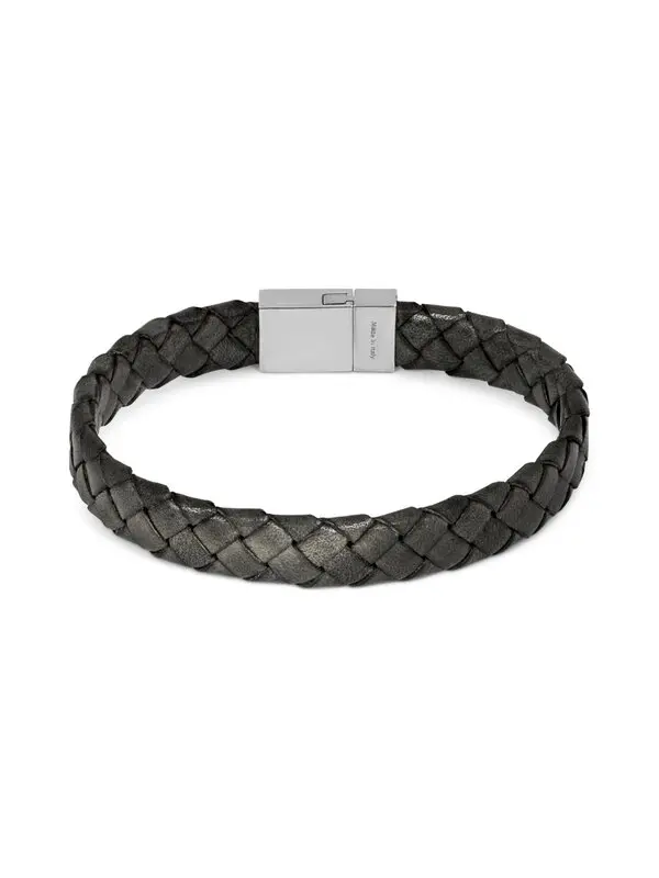 Tateossian Carbon Braided Leather Bracelet