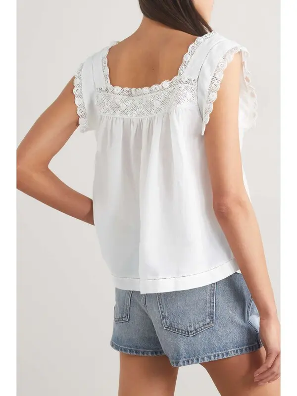DÔEN Aphra Crochet-trimmed Top - White
