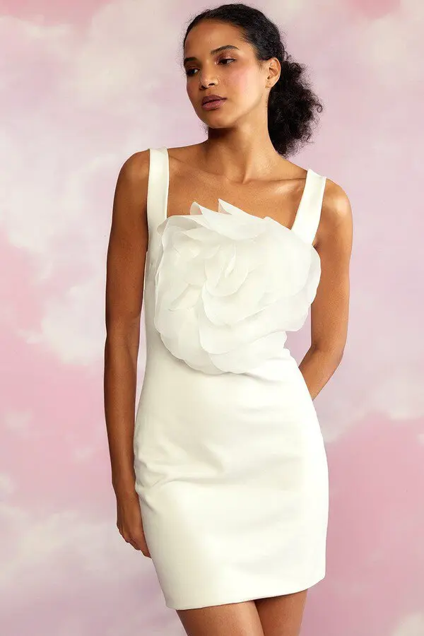 Cynthia Rowley Sofia Ponte Knit Mini Dress With Applique In White - 80% Off  | Editorialist