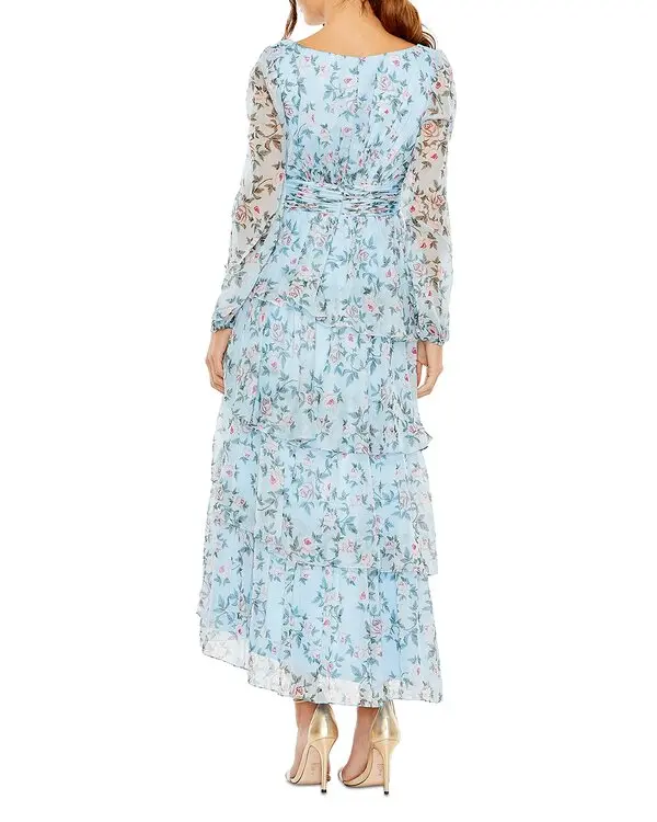 Mac Duggal Gathered Tiered Midi Dress