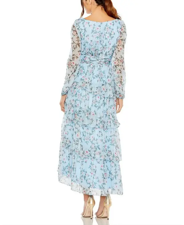 Mac Duggal Gathered Tiered Midi Dress