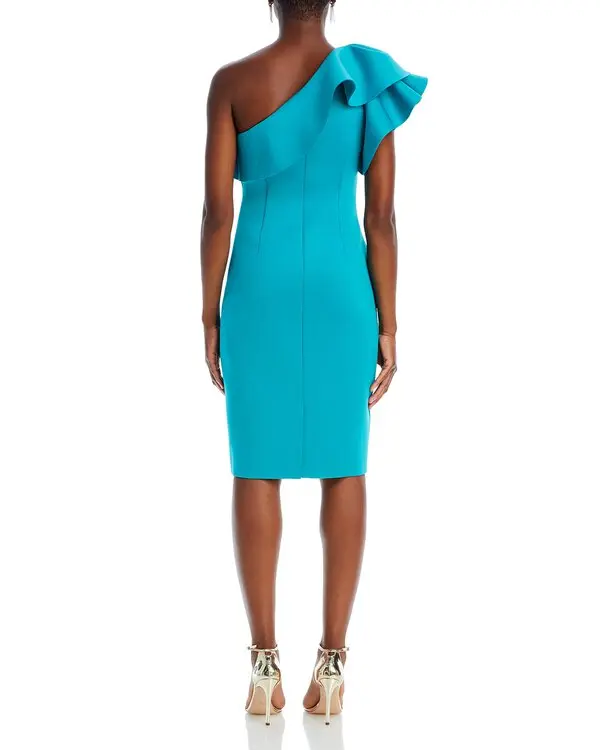 Eliza J One Shoulder Ruffled Dress In Jade - 74% Off | Editorialist