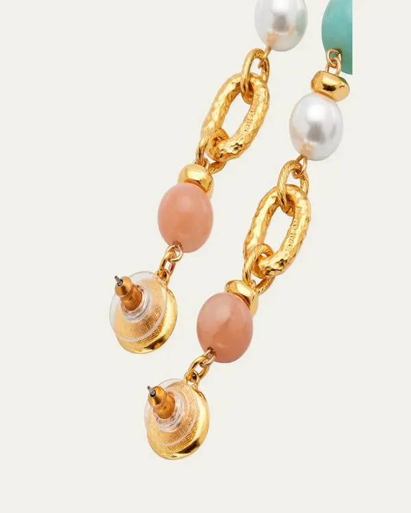 BEN-AMUN Pearly, Rose Quartz And Amazonite Dangle Earrings