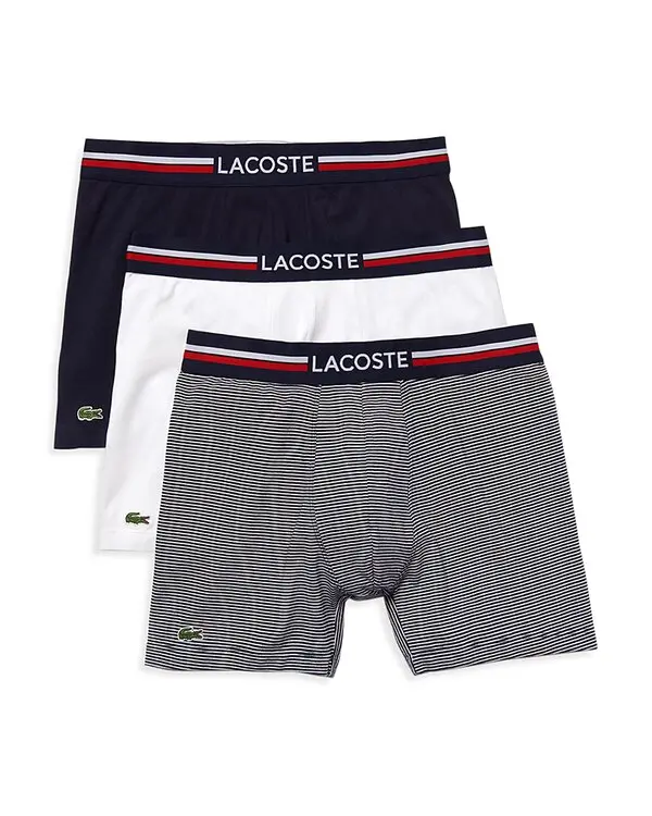 Lacoste Cotton Stretch Jersey Long Boxer Briefs, Pack Of 3