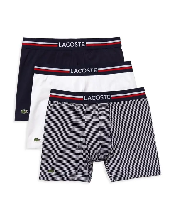 Lacoste Cotton Stretch Jersey Long Boxer Briefs, Pack Of 3