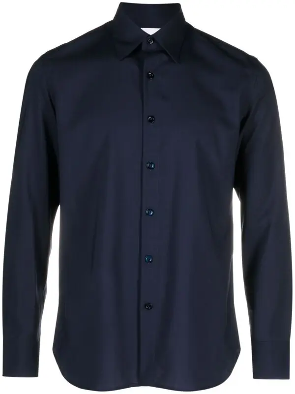 PT TORINO Straight-point Collar Wool Shirt - Blue