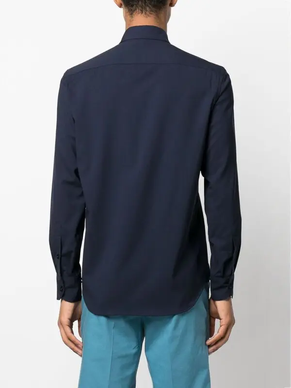 PT TORINO Straight-point Collar Wool Shirt - Blue