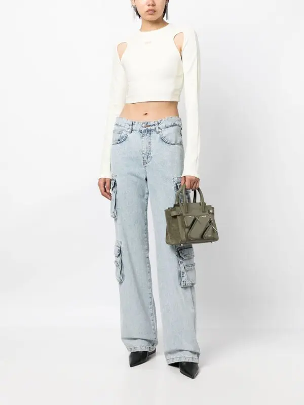 Off-White Small City Leather Tote Bag - Green