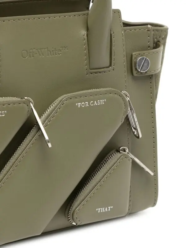 Off-White Small City Leather Tote Bag - Green