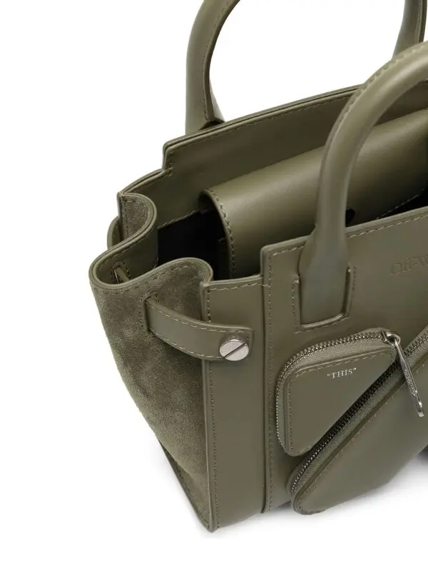 Off-White Small City Leather Tote Bag - Green