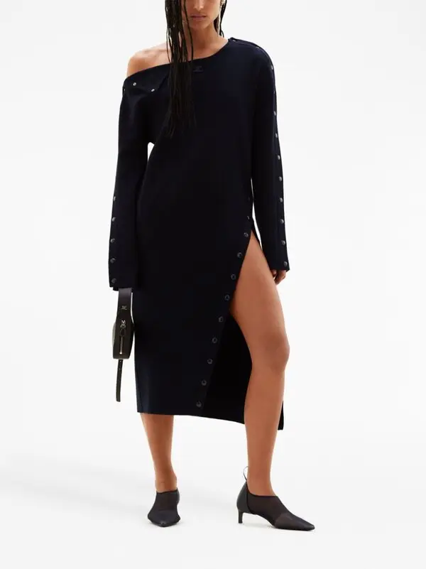 Courreges Long-Sleeve Knitted Midi Dress In Black - 40% Off | Editorialist