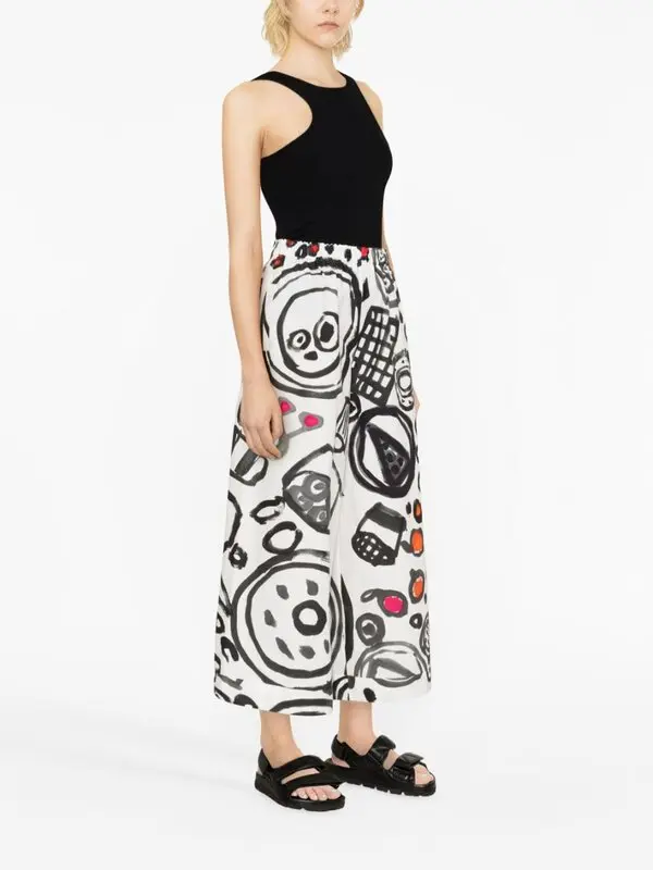 DANIELA GREGIS Printed Wide-leg Trousers